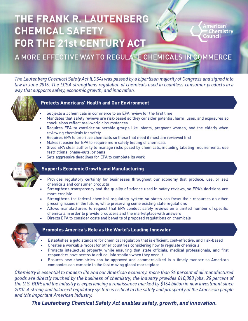 One Pager - The Lautenberg Chemical Safety Act (LCSA)